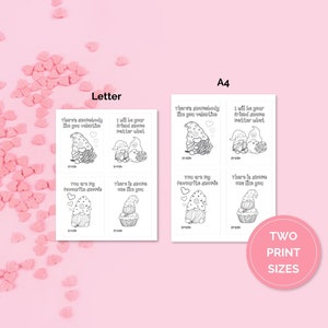 Gnome Valentine Coloring Cards for Kids - Printable Valentine's Day ...