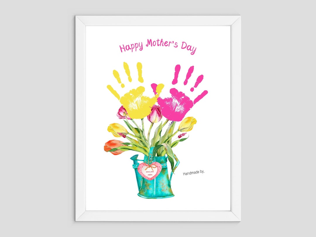 Happy Mother's Day, Watering Can Flowers, Handprint Art Craft, Kids ...