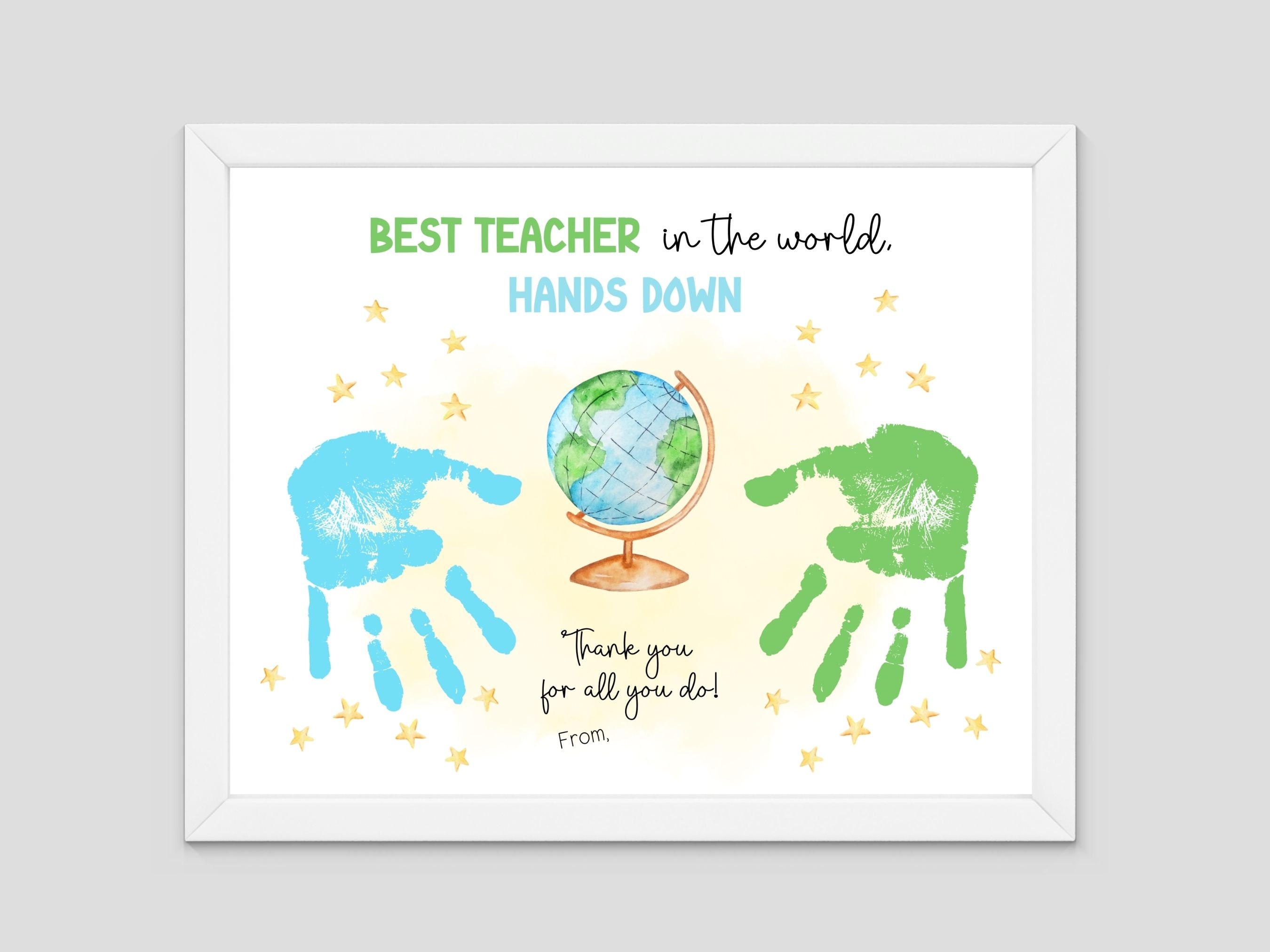 Best TEACHER Hands Down Handprint Art Craft Kids Toddler Gift Keepsake ...