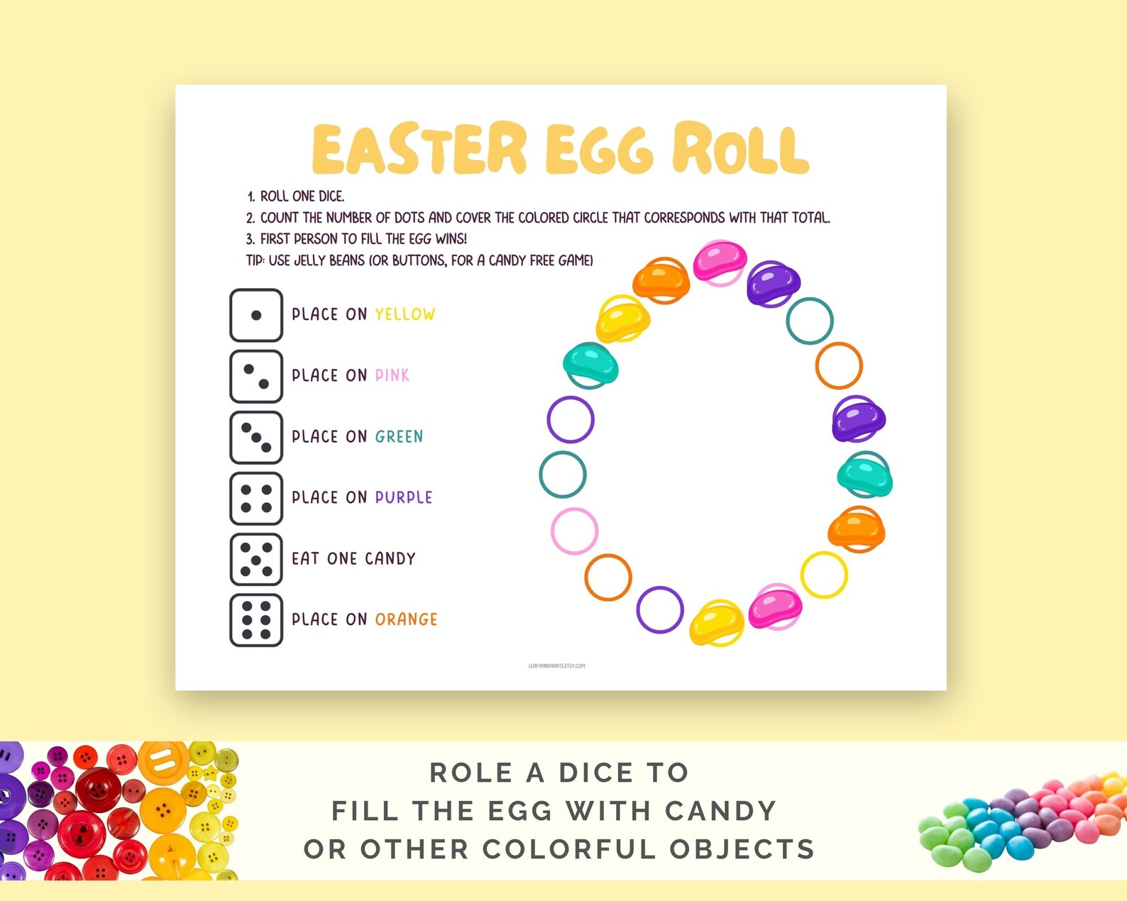 Easter Dice Game, Printable Games, Classroom Easter Party, Easter Egg ...