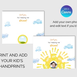Thank You for Helping Me Shine - Sun Photo Handprint Art Craft - Kids ...