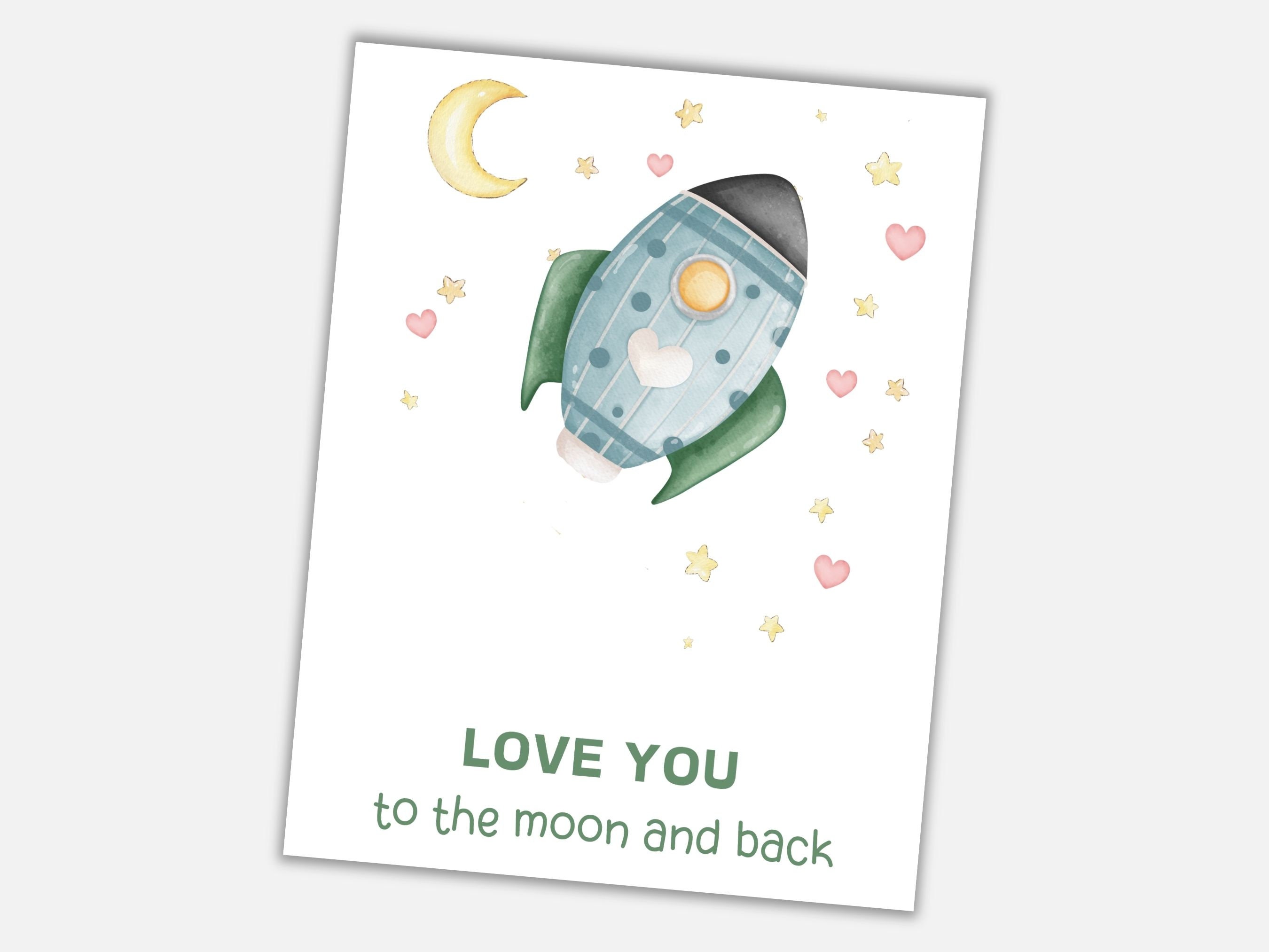 LOVE YOU to the Moon and Back Handprint Art Craft Mom Dad Grandma Kids ...