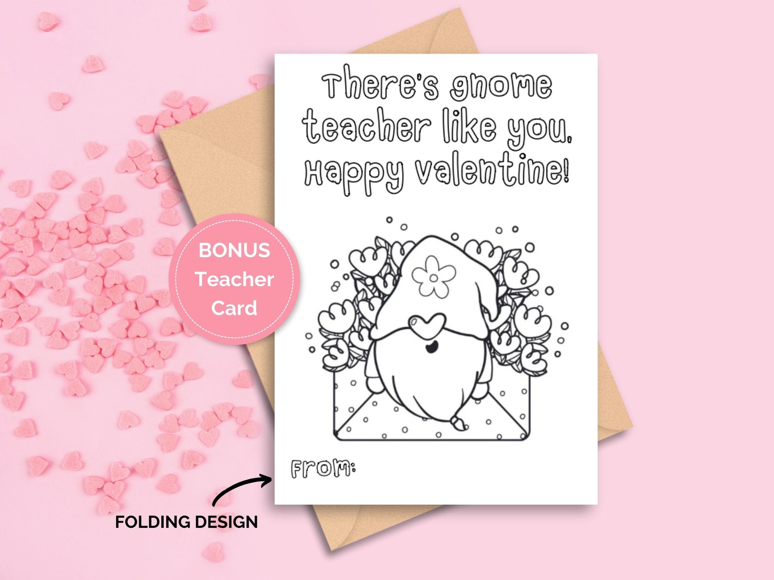 Gnome Valentine Coloring Cards for Kids - Printable Valentine's Day ...