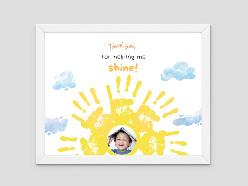 Thank You for Helping Me Shine - Sun Photo Handprint Art Craft - Kids ...