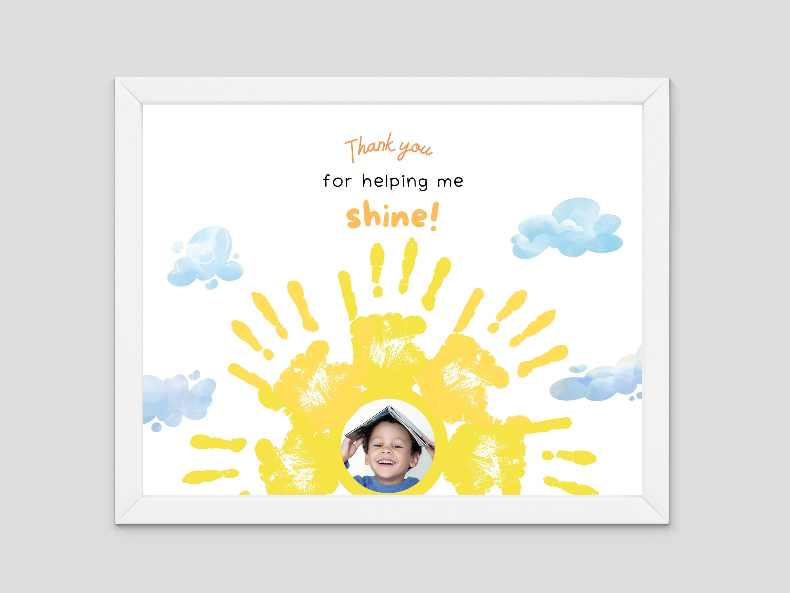 Thank You for Helping Me Shine Sun Photo Handprint Art Craft Kids ...