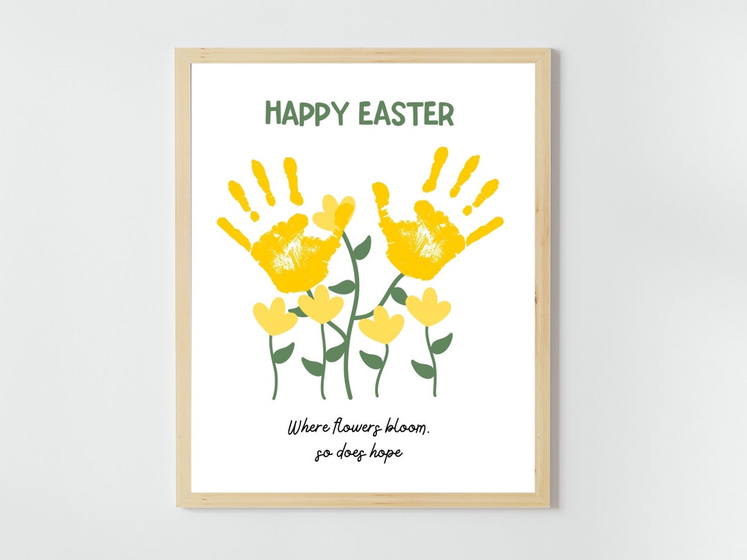 Flower Bouquet Handprint Art - Happy Easter Handprint Craft - Kids Baby ...