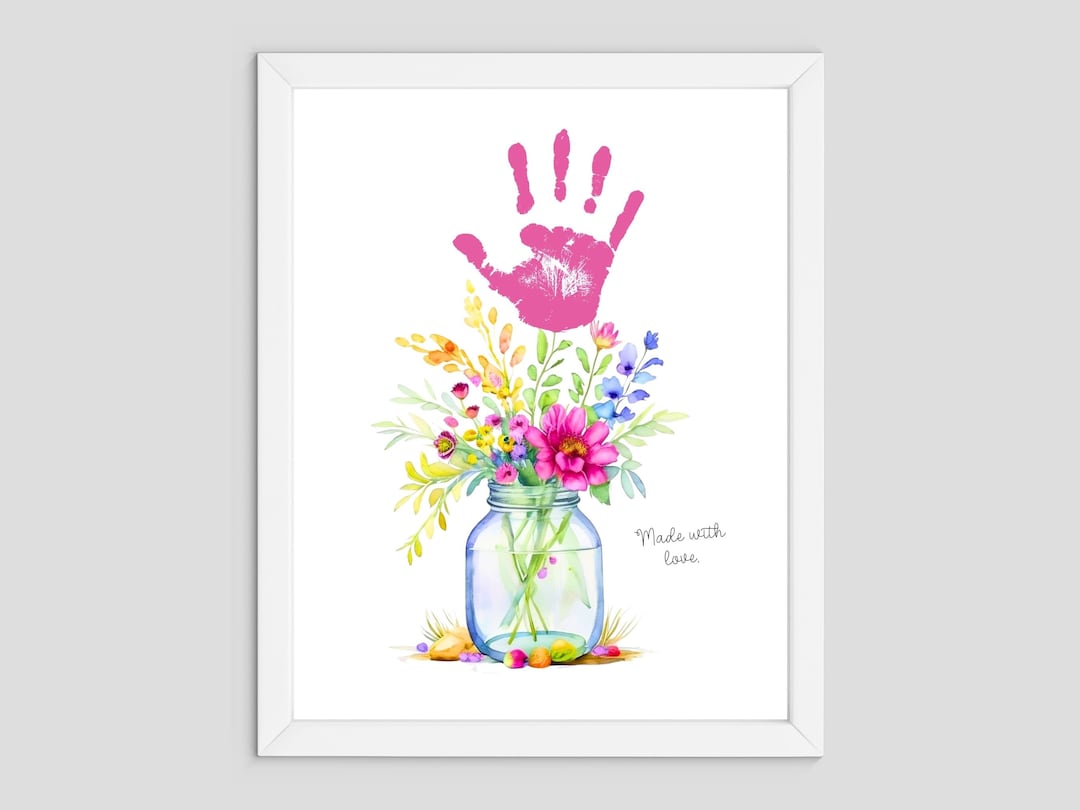 Flowers in Jar - Handprint Art Craft - Kids Baby Toddler - DIY Gift ...