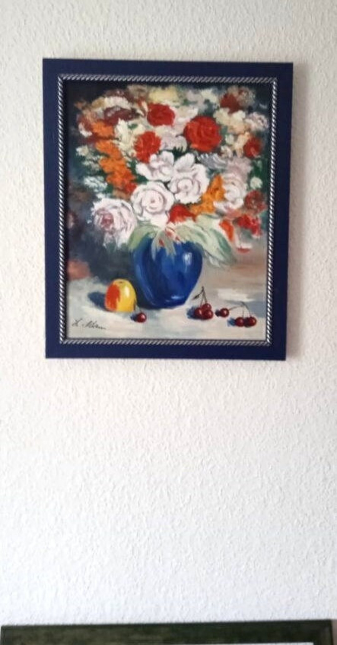 Original Still Life "blue Vase and Fruits" - Etsy