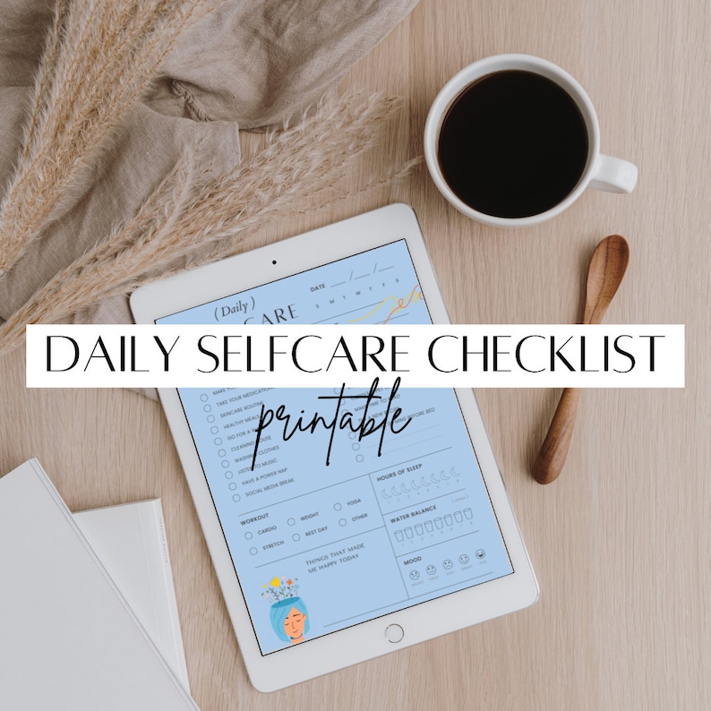 Self Care Checklist, Printable Digital PDF Wellness Planner, Self Care ...