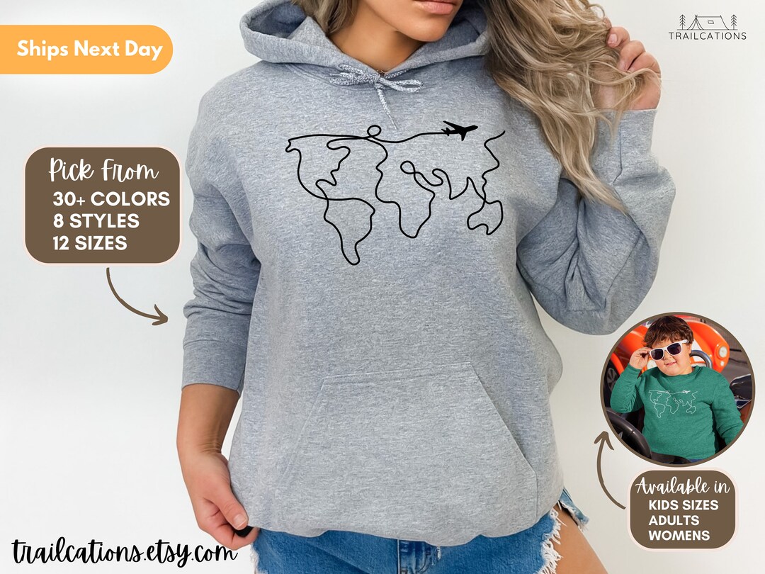 World Map Sweatshirt, Adventure Sweater, Travel Gift, Wanderlust Shirt ...