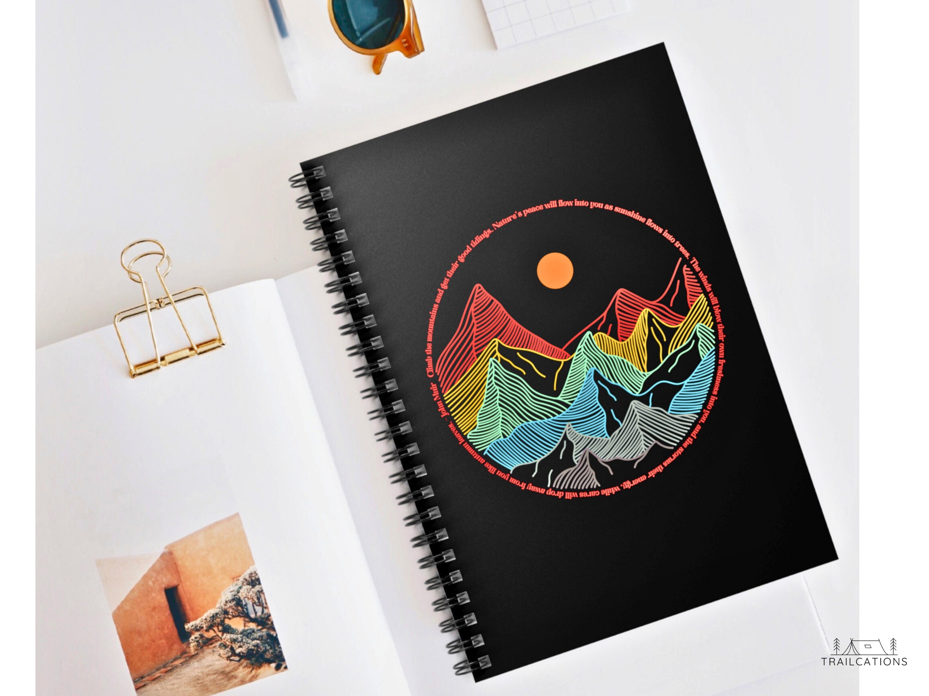 John Muir Mountain Art Spiral Notebook | Inspirational Bullet Journal ...