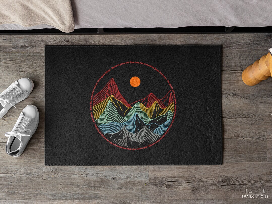 Trendy Mountains John Muir Quote Heavy Duty Floormat, Wanderlust ...
