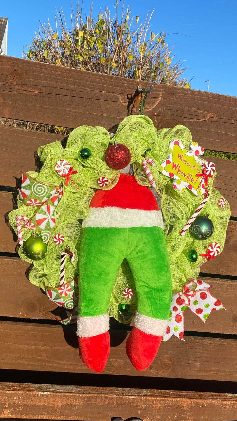 Grinch Inspired Wreath - Etsy