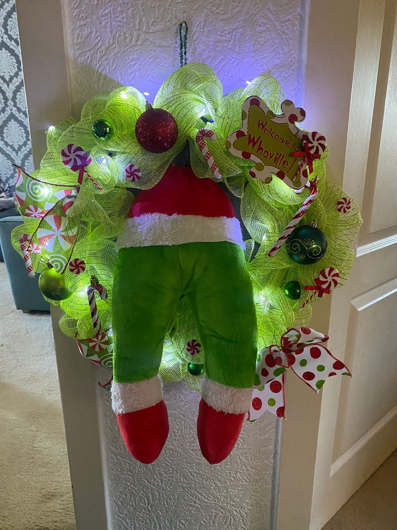 Grinch Inspired Wreath - Etsy
