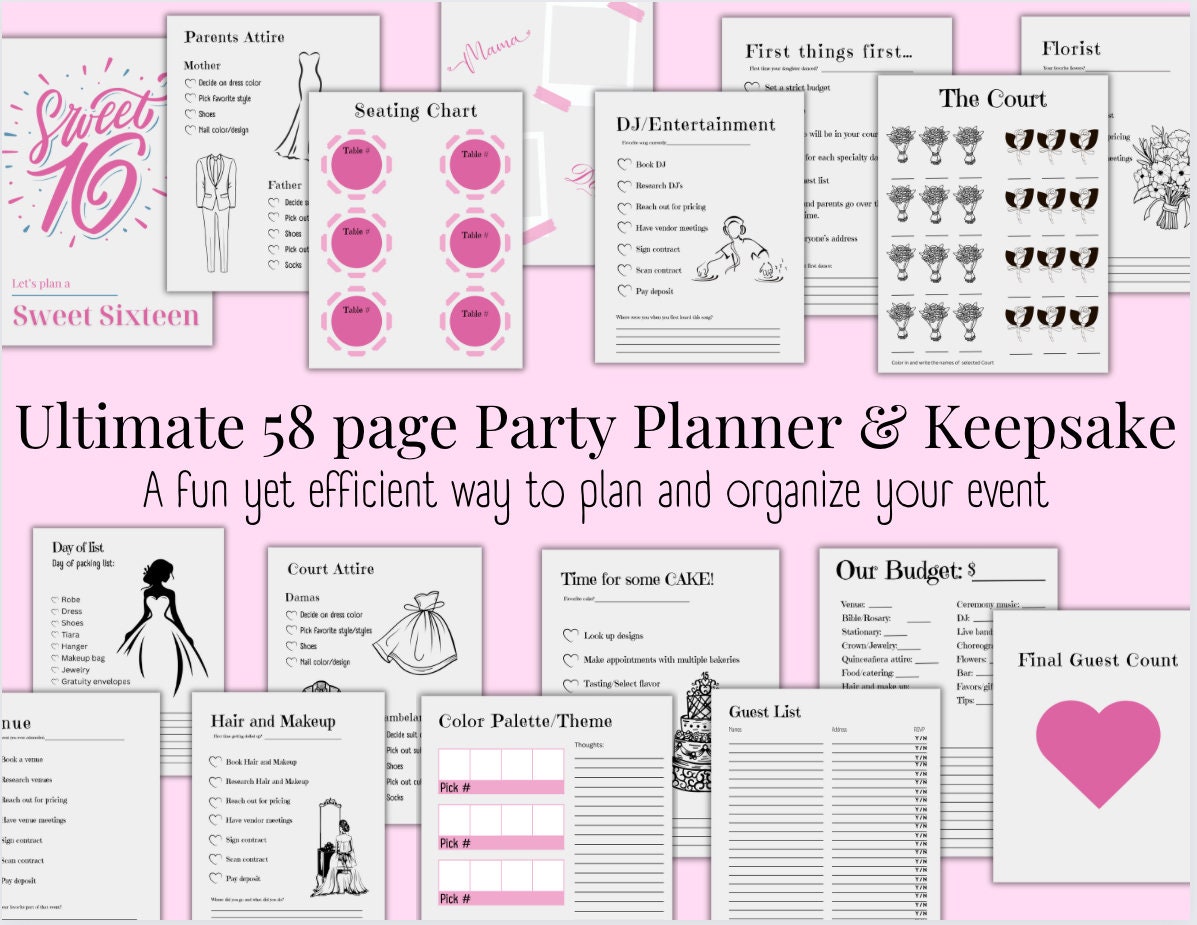 Sweet 16 Planner/checklist - Etsy