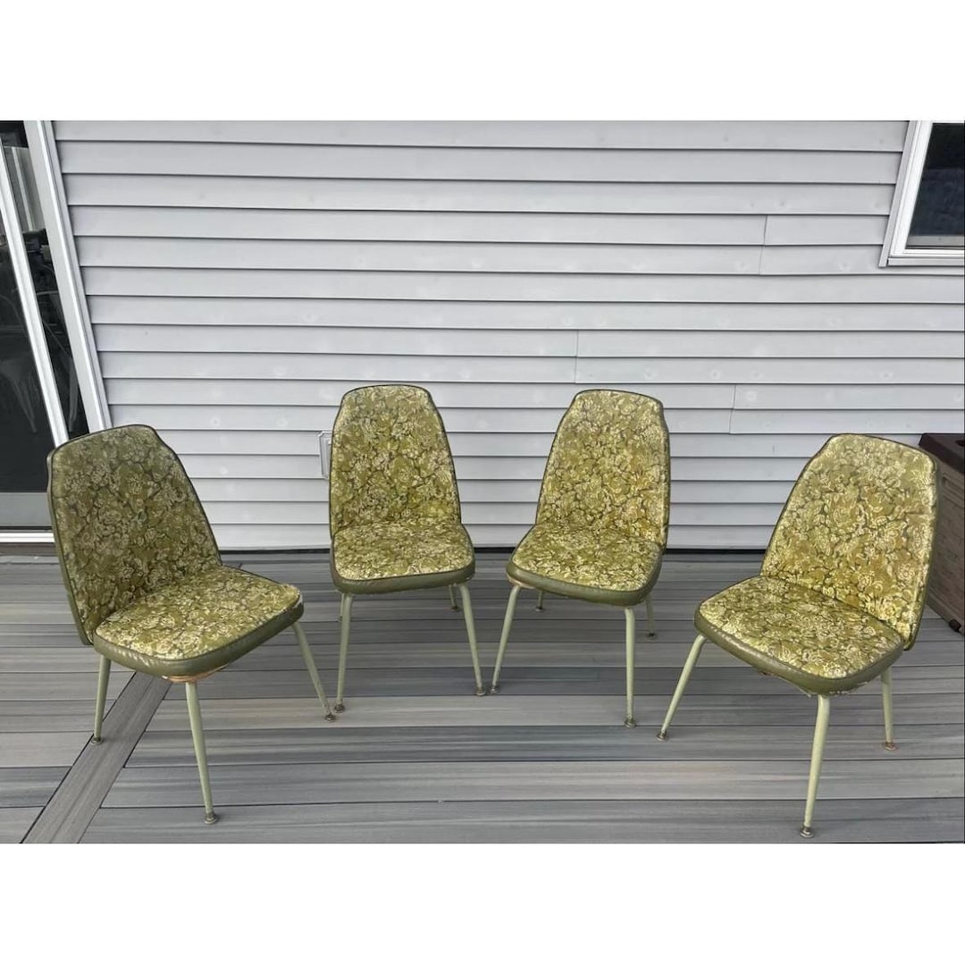 Vintage MCM Set of 4 Dinette BRODY Chairs Sunflower Green - Etsy