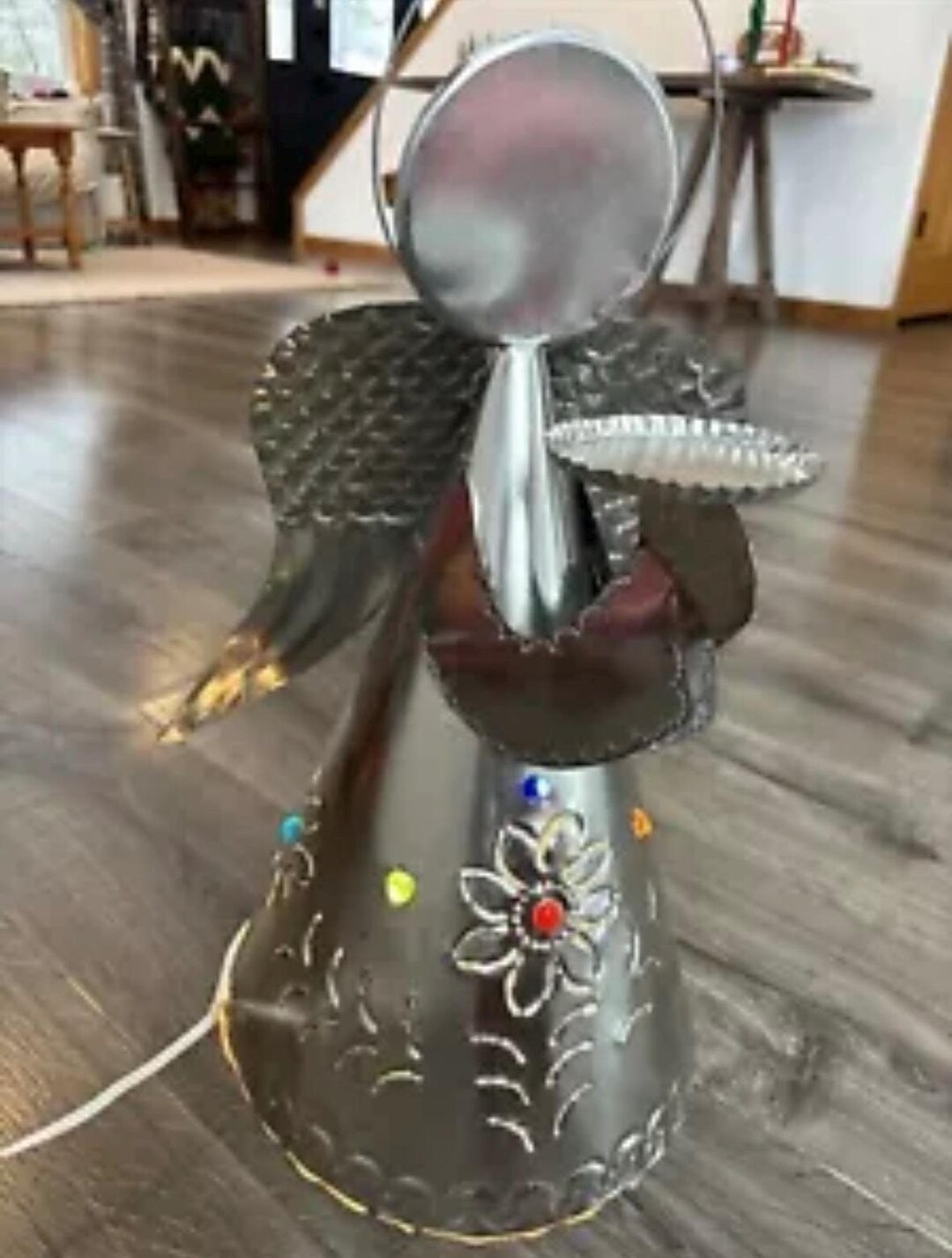 Vintage Mexican Punched Tin Angel Lamp & Candle Holder W-11x H-20 - Etsy