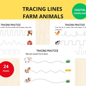 Tracing Worksheets, Preschool Worksheets,tracing Practice, Farm Animals ...