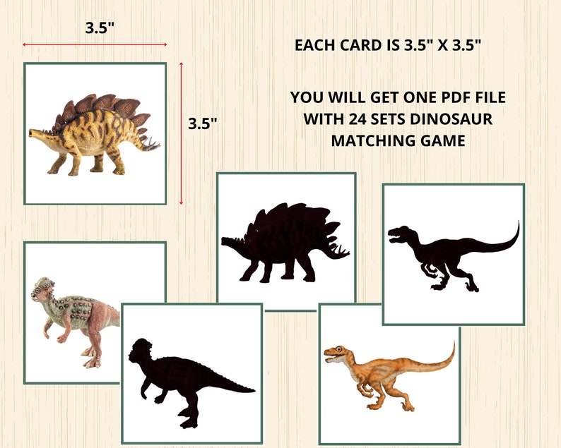 Dinosaur Shadow Matching Game,dinosaur Matching,dinosaur Montessori ...