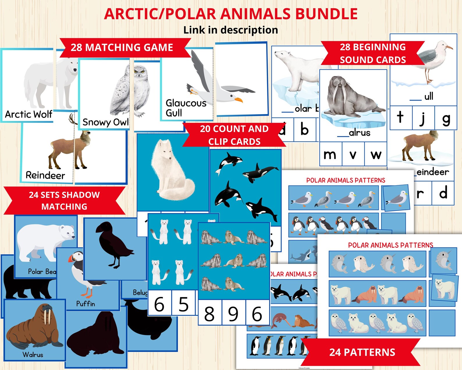 Arctic Animals Count and Clip Cards,polar Animals Cards,winter ...
