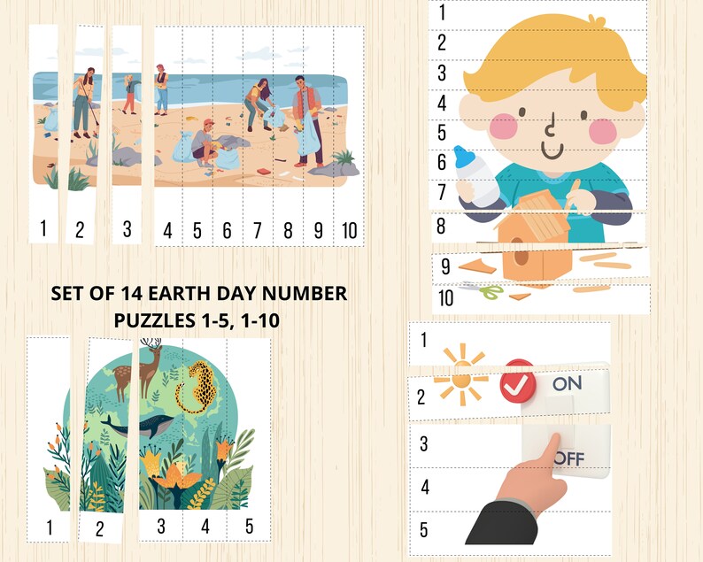 Earth Day Puzzles,earth Day Preschool,number Sequence Puzzles,1-10 ...