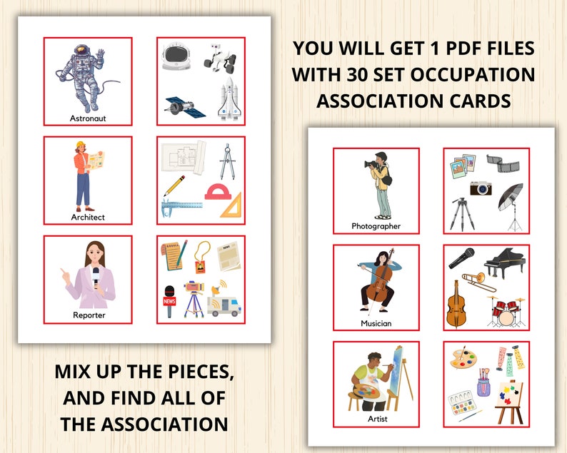 Professions Matching Activity,job Associations,occupation Puzzle,job ...