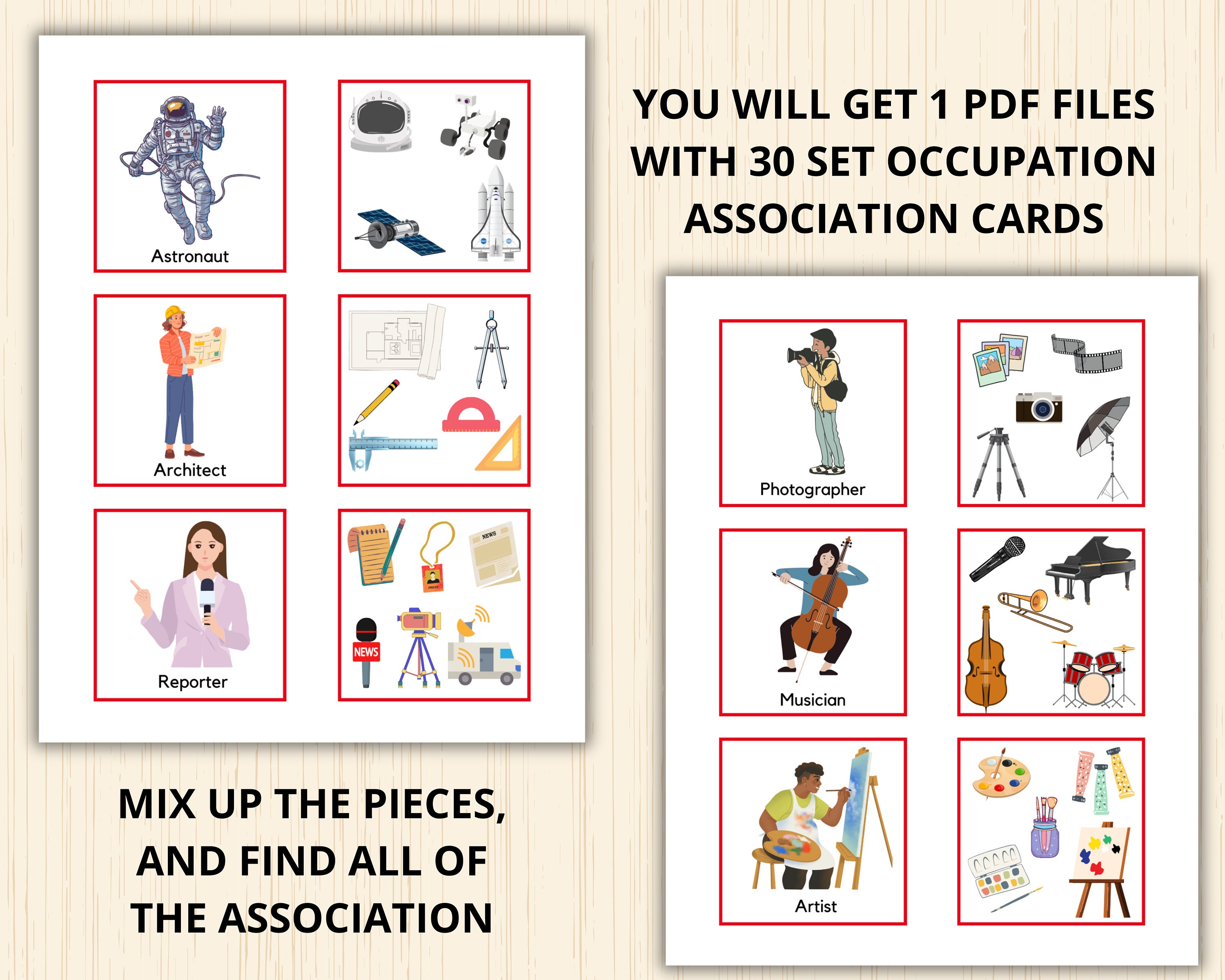 Professions Matching Activity,job Associations,occupation Puzzle,job ...