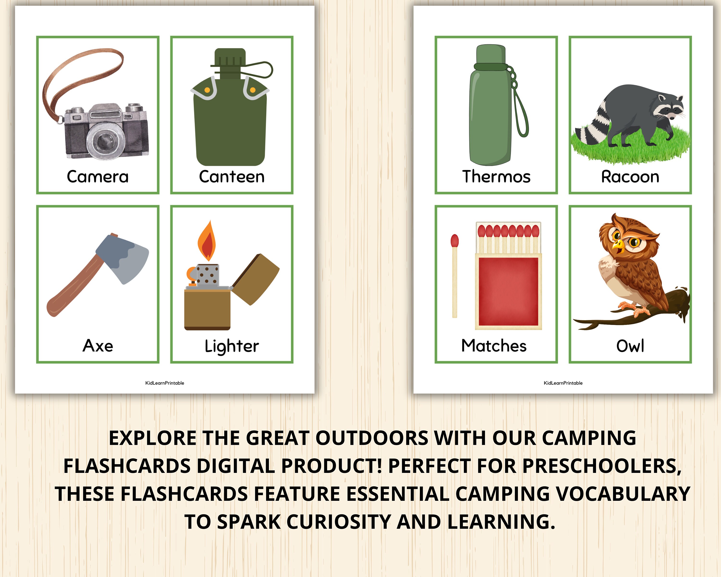 Camping Flash Cards,alphabet Flashcards,kindergarten Prek,seasonal ...