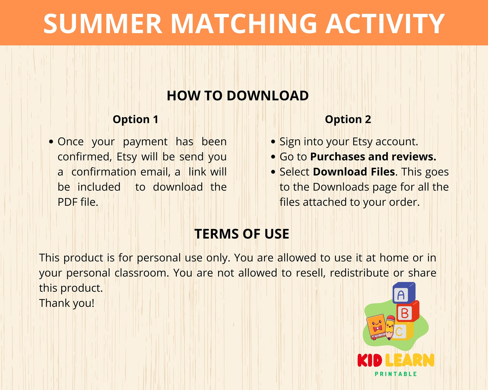 Summer Matching Game,summer Activity,summer Montessori,preschool ...