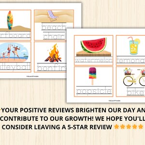 Summer Word Tracing Cards,tracing Cards,summer Montessori,summer ...