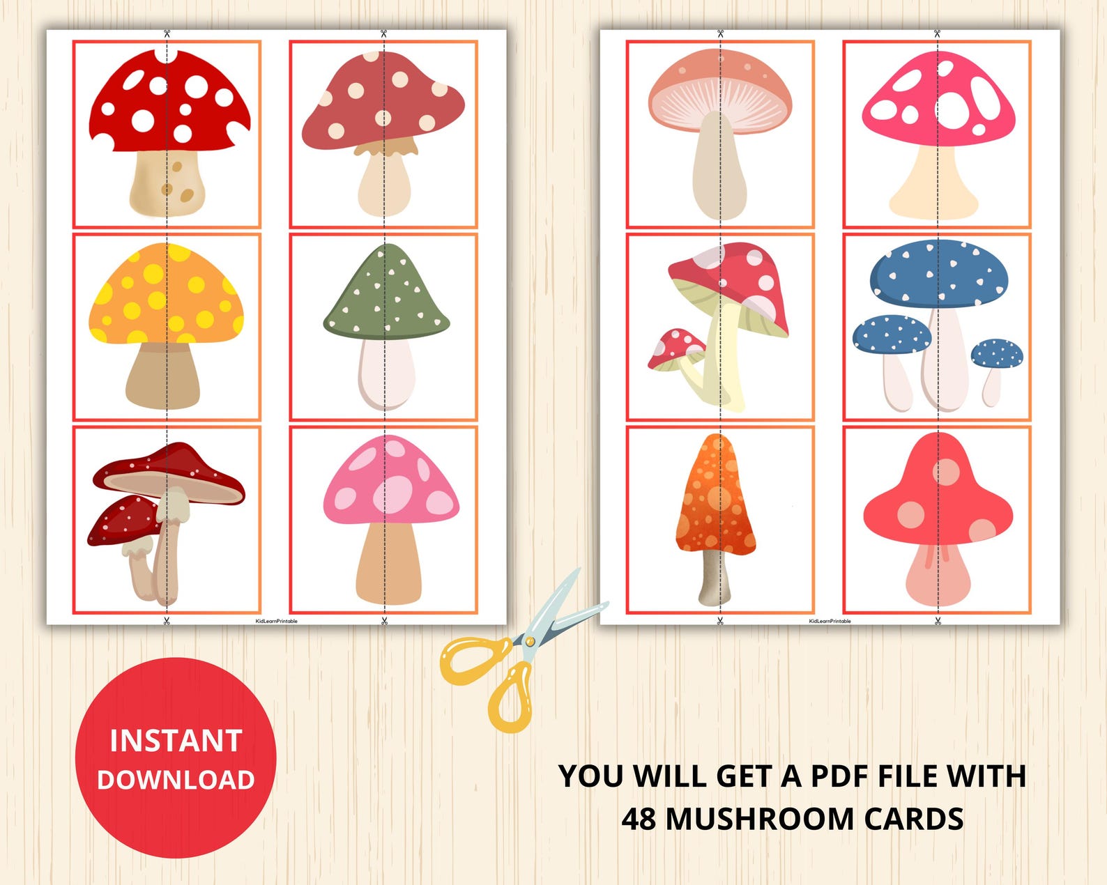 Fall Matching Mushroom Activity,symmetry Puzzle,2 Piece Puzzle,autumn ...