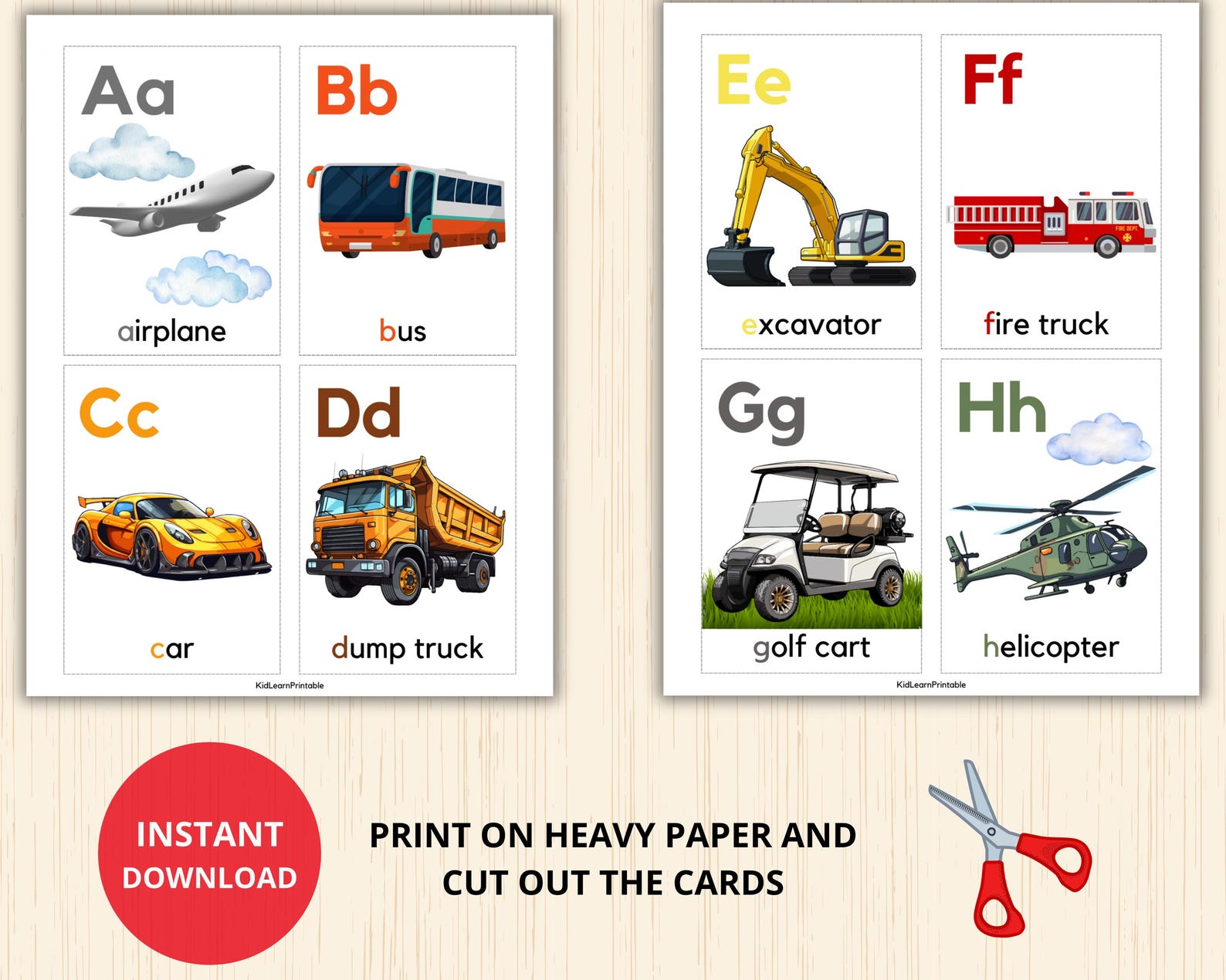 Vehicles Alphabet,transportation Alphabet Flash Cards,alphabet ...