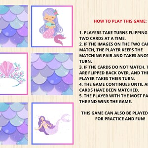 Mermaid Memory Game,little Mermaid Party Game,mermaid Birthday Party ...