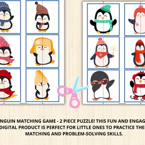 Penguin Matching Game,winter Match Activity,match the Halves,winter ...