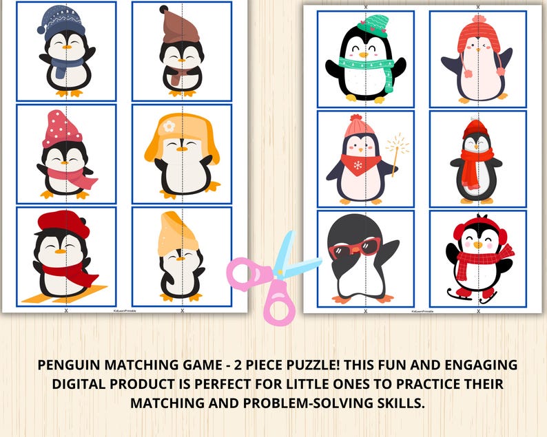 Penguin Matching Game,winter Match Activity,match the Halves,winter ...