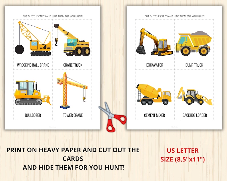 Construction Scavenger Hunt,vehicles Scavenger Hunt for Kids,indoors ...