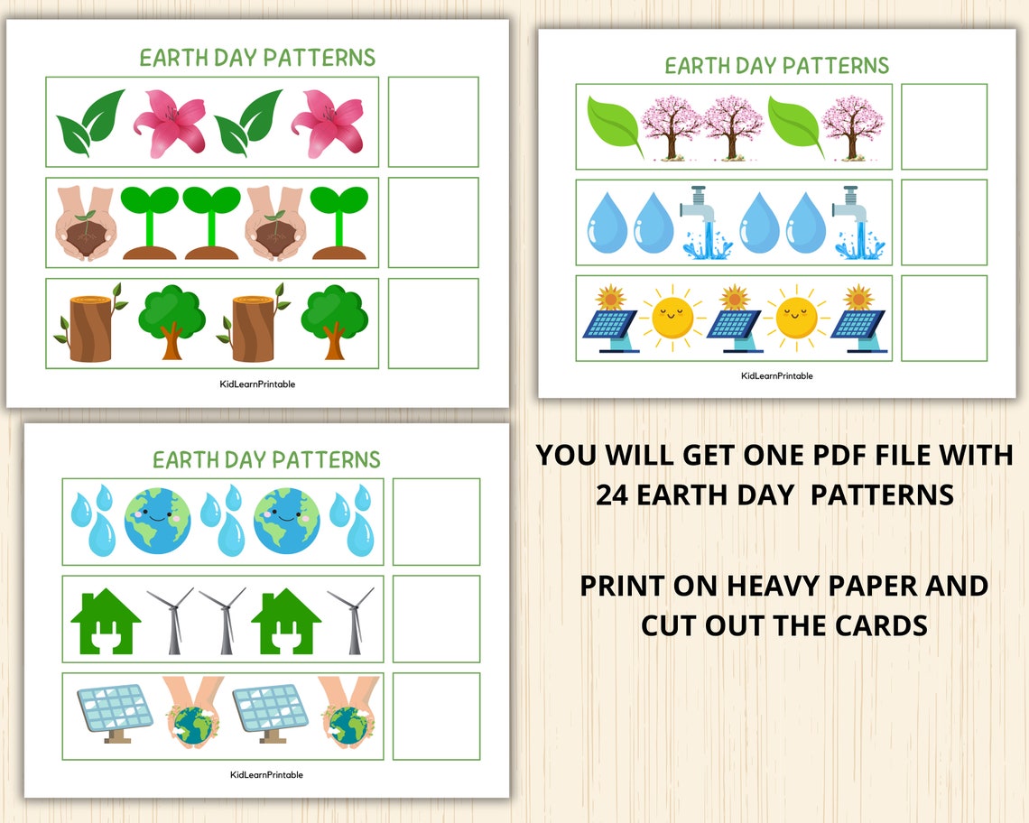 Earth Day Patterns,earth Day Busy Book,earth Day Activity, Cut and ...