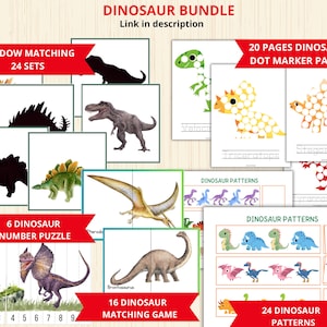 Dinosaur Shadow Matching Game,dinosaur Matching,dinosaur Montessori ...