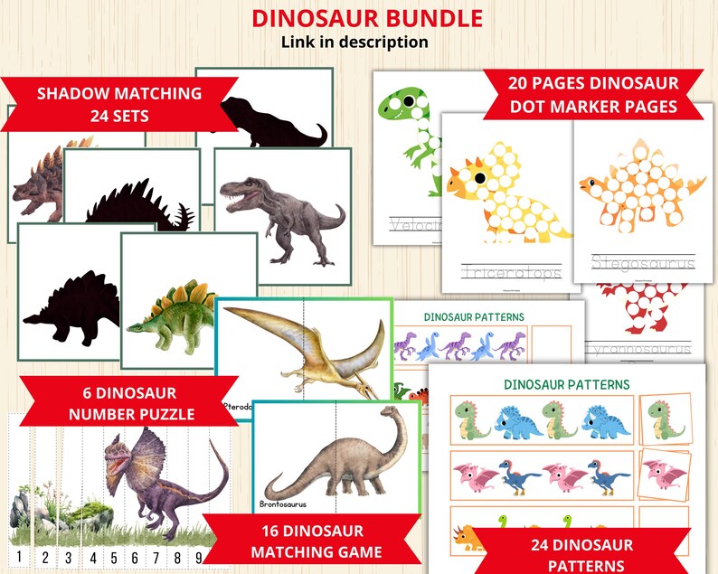 Dinosaur Shadow Matching Game,dinosaur Matching,dinosaur Montessori ...