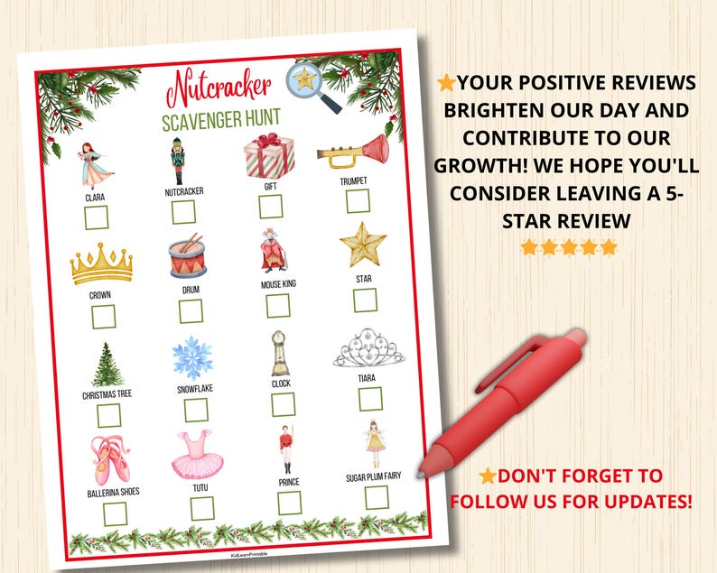 Nutcracker Treasure Hunt,nutcracket Ballet Scavanger Hunt,scavenger ...