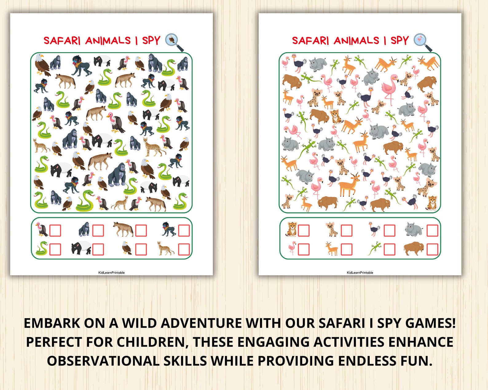 Safari Animal I Spy,counting Activity,look and Find,animals Preschool,i ...
