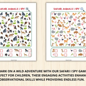 Safari Animal I Spy,counting Activity,look and Find,animals Preschool,i ...