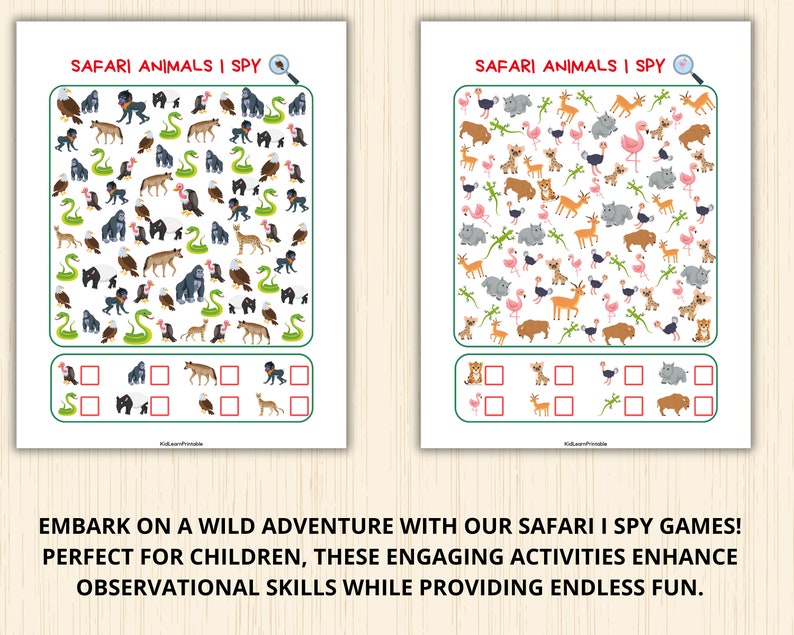 Safari Animal I Spy,counting Activity,look and Find,animals Preschool,i ...