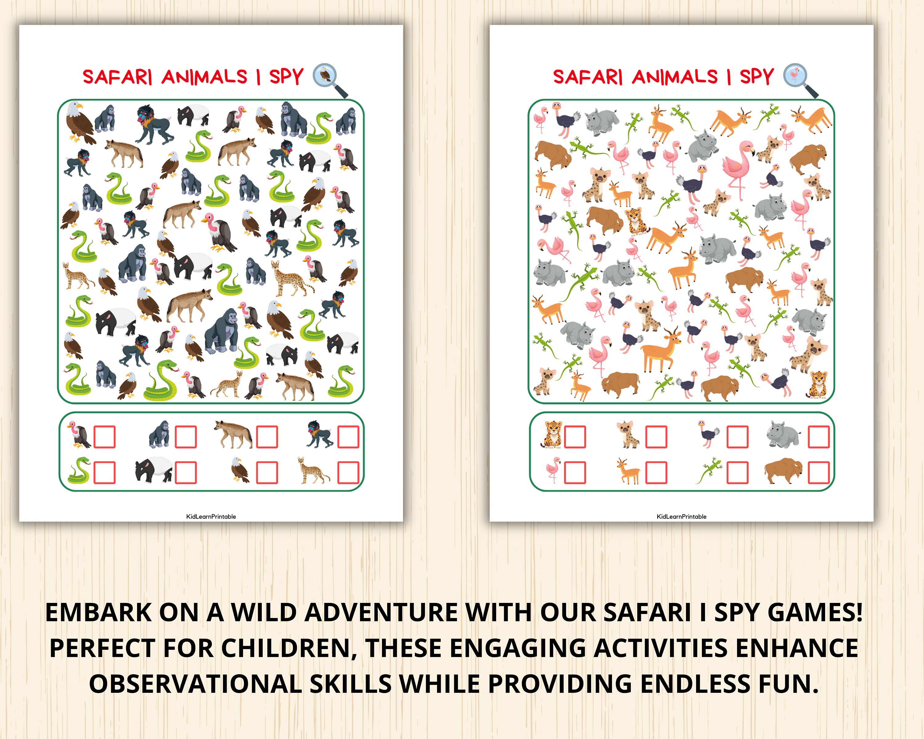 Safari Animal I Spy,counting Activity,look and Find,animals Preschool,i ...