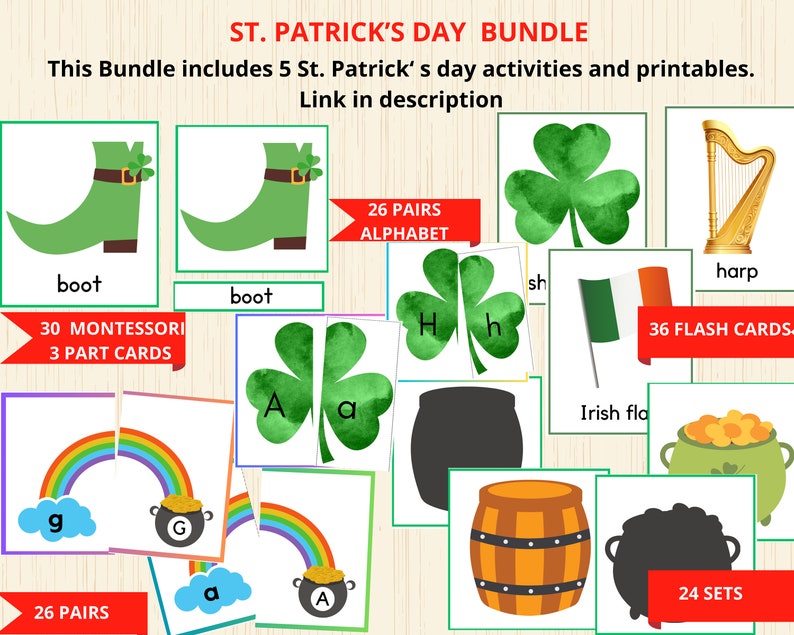 St. Patrick's Day Vocabulary, St Patricks Flash Card,st. Paddy's Day ...