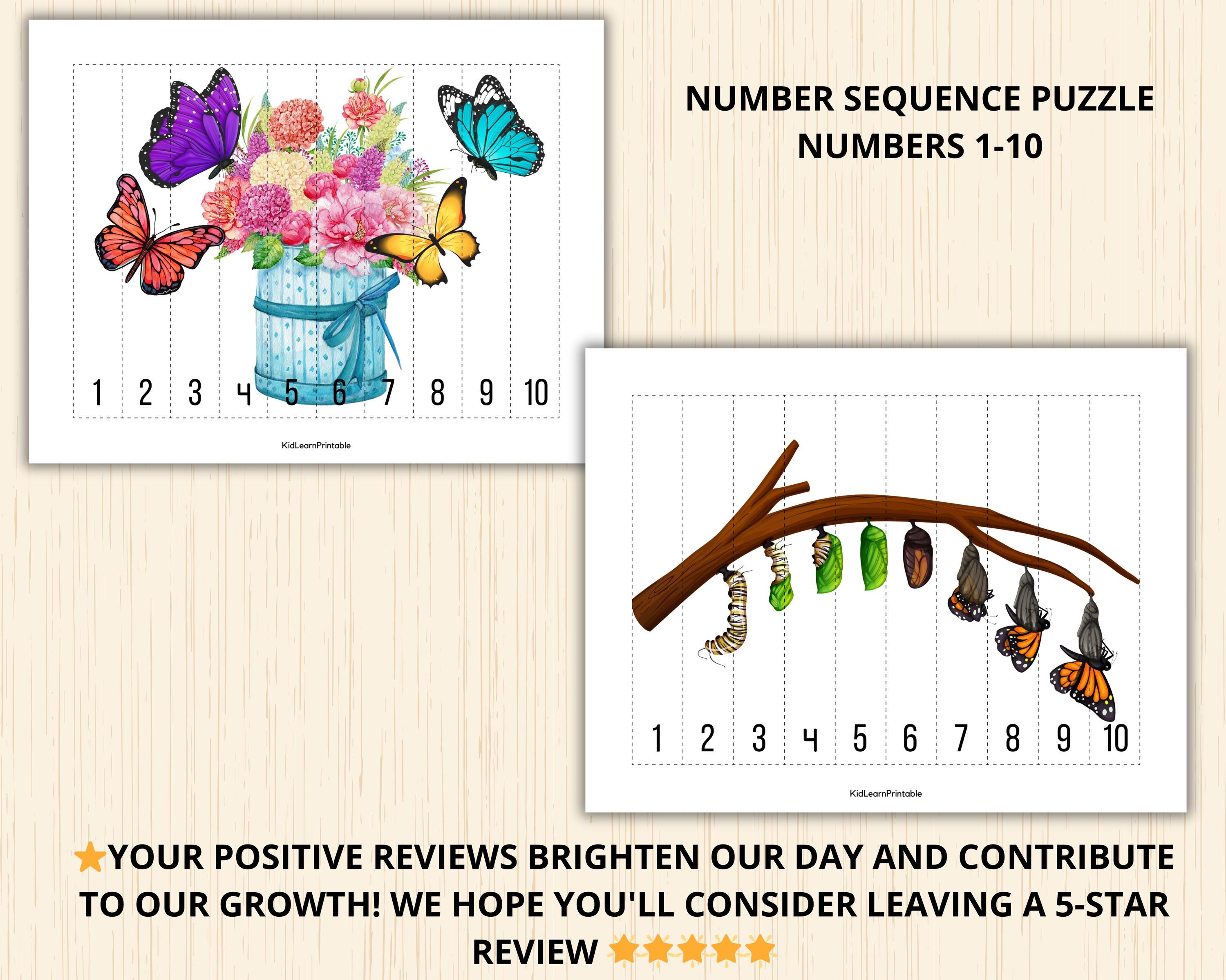 Butterfly Number Puzzle,butterfly Matching Activity,nature Preschool ...