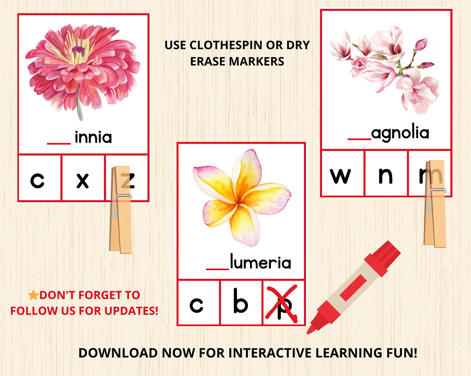 Flowers Beginning Sound,nature Letter Sound,flower Vocabulary,flower ...
