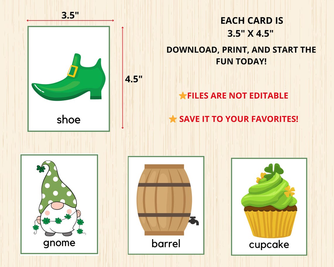 St. Patrick's Day Flashcard,st Patricks Vocabulary,saint Patrick's ...