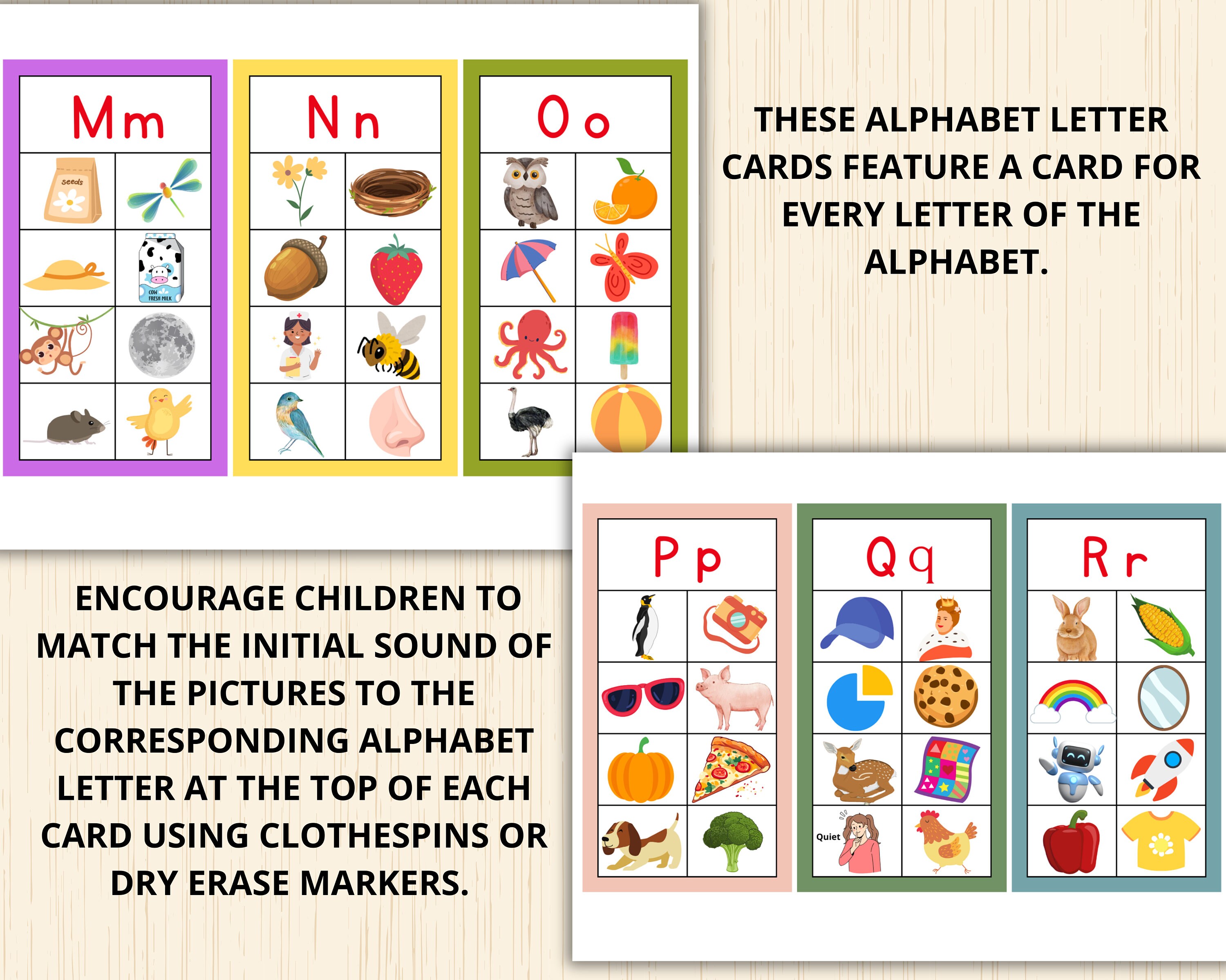 Alphabet Clip Cards,montessori Alphabet Cards,phonics Printable ...