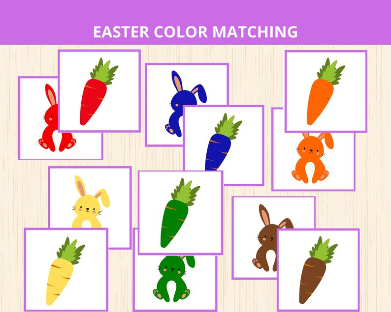 Easter Color Matching,bunny Color Match,easter Matching Game,color ...